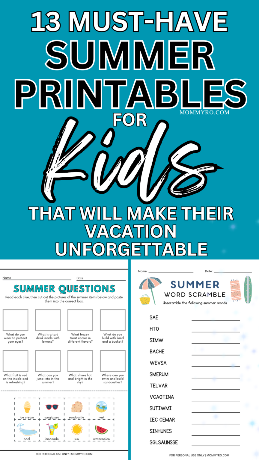 13 Must-Have Summer Printables for Kids (FREE Printables)